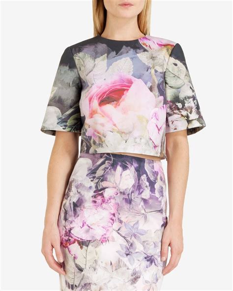 20 Off Ted Baker Dawin Pure Peony Ombre Crop Top Ted Baker
