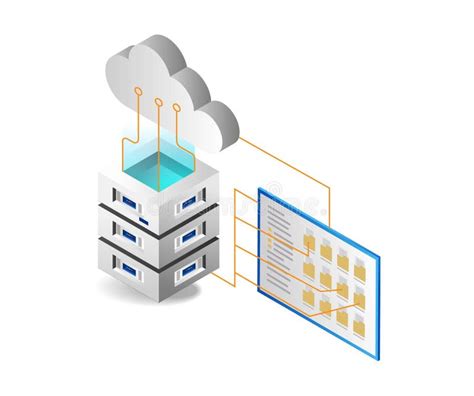 Isometric Flat 3d Illustration Concept Of Data Storage Network In Cloud