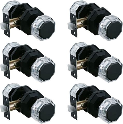 Newbang Crystal Glass Passage Door Knobs Matt Black Ball Style Keyless Round Privacy Door Knob