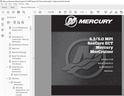 Mercury Mercruiser 4.3 / 5.0 MPI Seacore ECT Operation Manual PDF - HeyDownloads - Manual Downloads