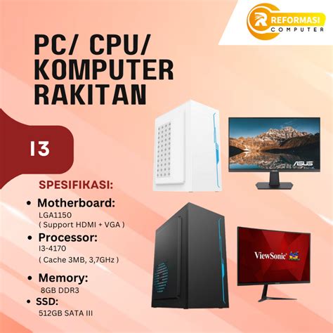 Jual CPU RAKITAN PC RAKITAN Intel Core I3 4170tray Ram Ddr3 8GB SSD 512GB Shopee Indonesia