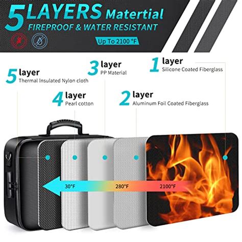 Fireproof Document Box Large Capacity 3 Layer Fireproof Document Bag With Lock Fireproof File