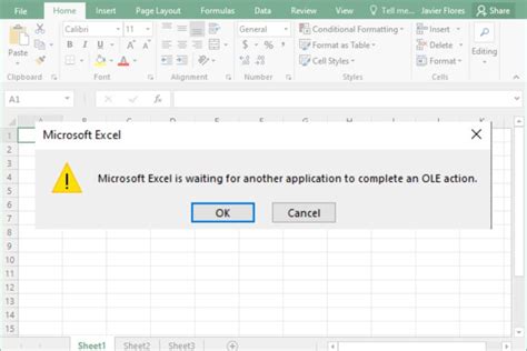 Microsoft Excel Is Waiting For Another Application To Complete Ole Action