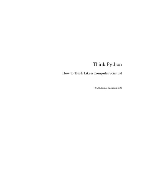 Thinkpython Study Python Think Python How To Think Like A Computer Scientist Nd Edition