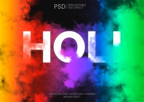Premium Psd Holi Text Effect With White Text Between Colourful Powder On Black Backgrounds