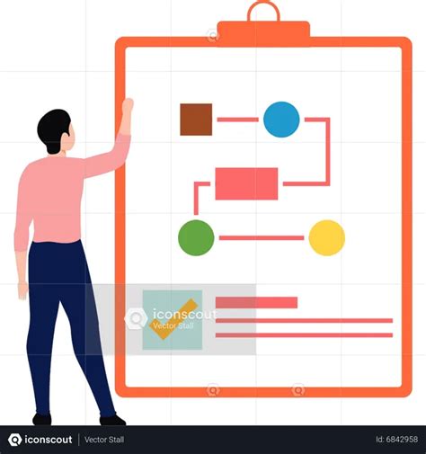 Best Young Man Looking At Flowchart Illustration Download In Png And Vector Format