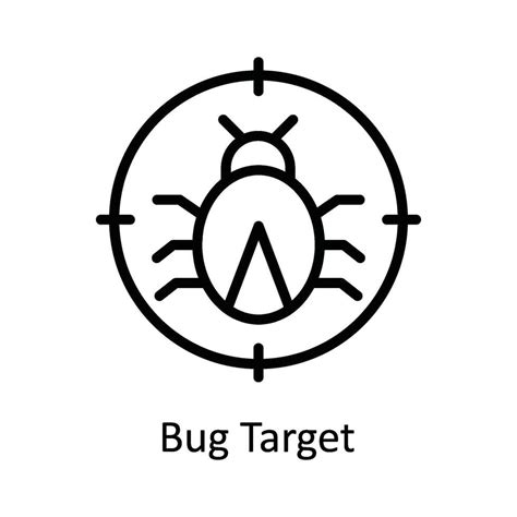 Bug Target Vector Outline Icon Design Illustration Cyber Security