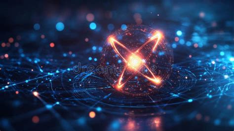 glowing atom particle network abstract digital background stock