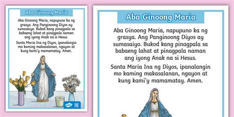 Aba Ginoong Maria Poster Hail Mary Tagalog Twinkl