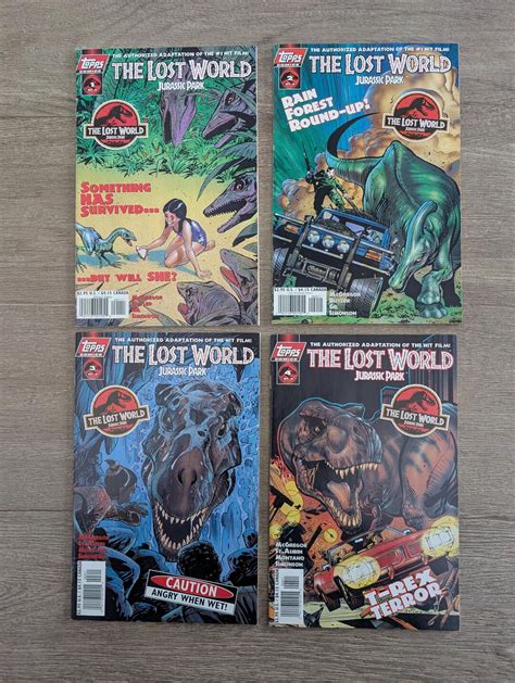 The Lost World Jurassic Park Vintage Comic Book Set Of 4 Topps Etsy