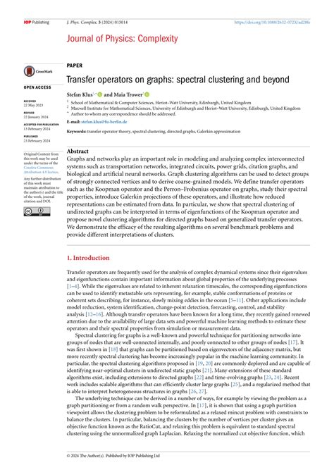 Pdf Transfer Operators On Graphs Spectral Clustering And Beyond