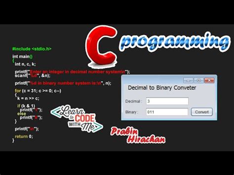C Programming Tutorial Decimal To Binary Conversion YouTube