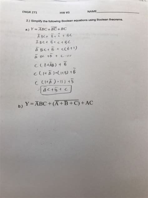 Solved Simplify The Following Boolean Equations Using Chegg