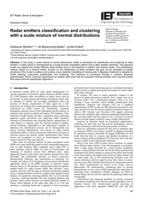 Radar Emitters Classification And Clustering With A Scale Mixture Of Normal Distributions