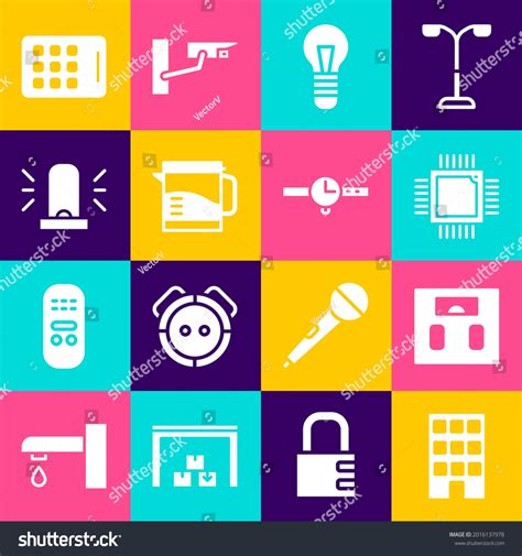 Set House Bathroom Scales Processor Microcircuits Stock Vector Royalty Free 2016137978