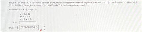 solved solve the lp problem if no optimal solution exists
