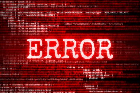 Red Screen With Code And Inscription Error Stock Image Image Of