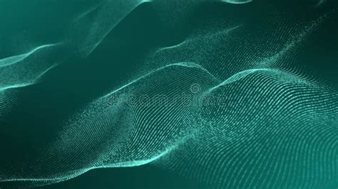 Cyan Color Digital Particle Wave In Cyberspace Abstract Background