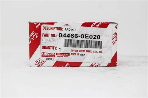 04466 0e020 Brake Pads Rear 2010 2013 Toyota Highlander Longo