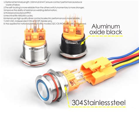 Mm Metal Button Switch Buzzer Bus Power Bell Push Button Switch With Ring Led EBay