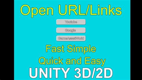 Unity Open Url Links With A Button Quick And Easy Youtube