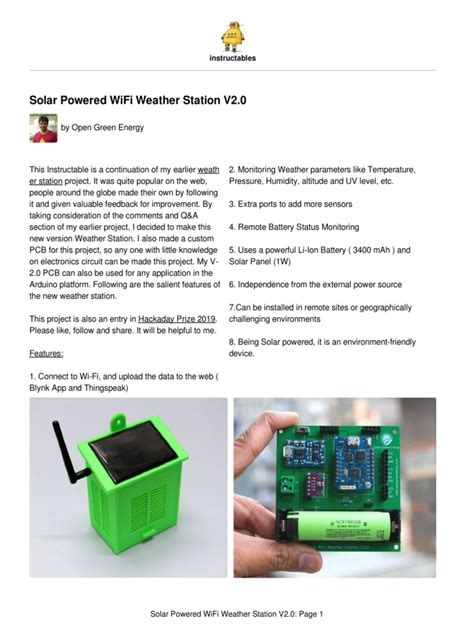 Solar Powered Wifi Weather Station V20 Instructables Pdf Sensor