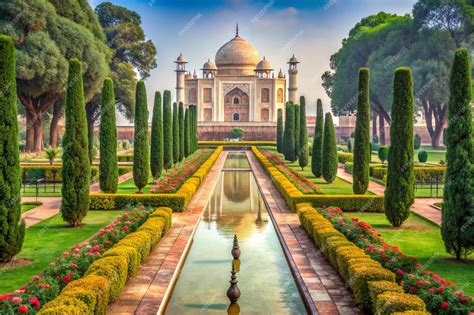 Traditional Mughal Palace Of India Arch Garden Peacock Mughal Taj Mahal
