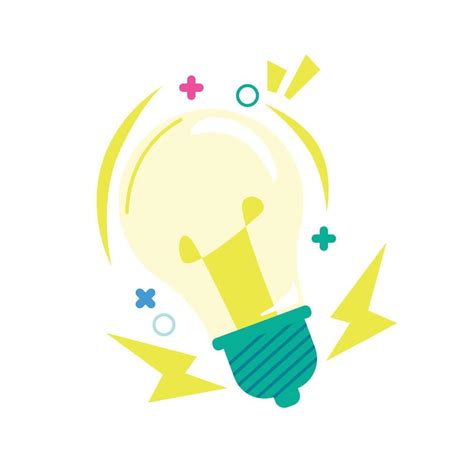 Flat Cute Light Bulb Icon Symbolizing Bright Idea Creativity And