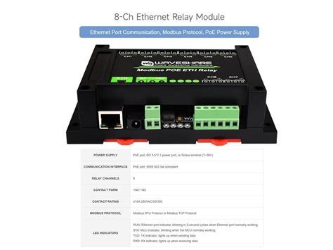 Modbus POE ETH Relay CH Ethernet Relay Module Supports Sending Modbus RTU Modbus TCP Protocol