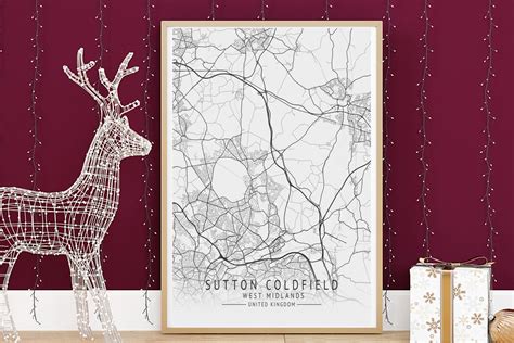 Sutton Coldfield Map Print High Res Map Of Sutton Coldfield West Midlands Uk City Maps