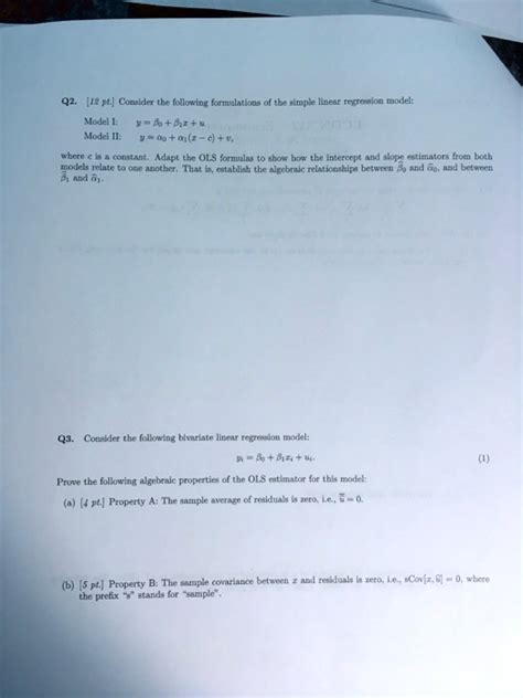 solved q2 consider the following formulations of the simple linear