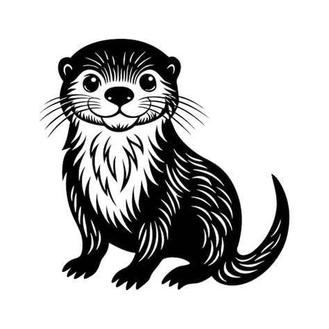 Un Dessin En Noir Et Blanc Dun Phoque Avec Une Longue Queue Vecteur