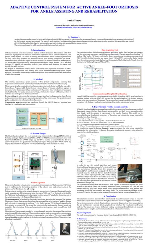 Pdf Adaptive Control System For Active Ankle Foot Orthosis