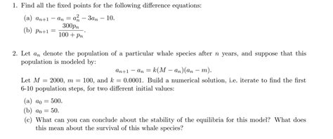 Solved Find All The Fixed Points For The Following Chegg