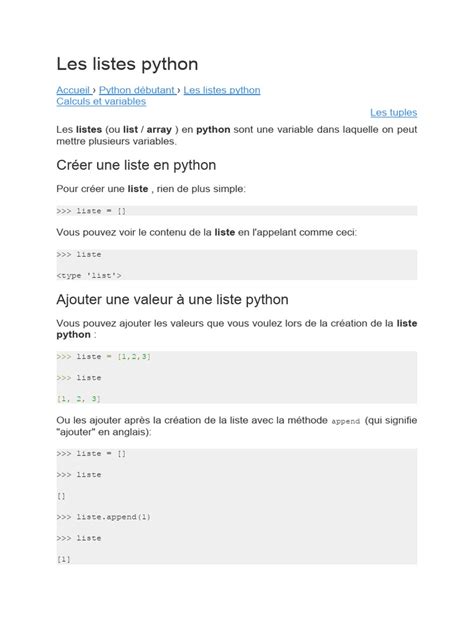 les listes python pdf