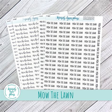 Mow The Lawn Script Stickers Removable White Matte Or Clear Etsy