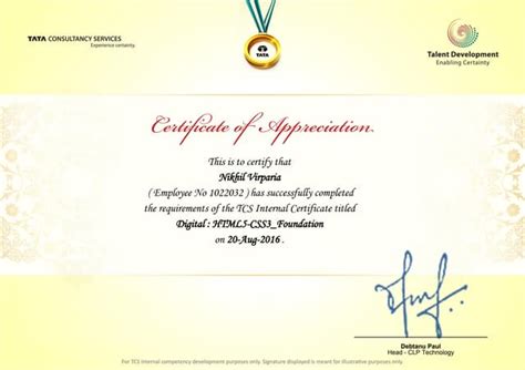 Digital Html5 Css3 Foundation Certficate Ppt