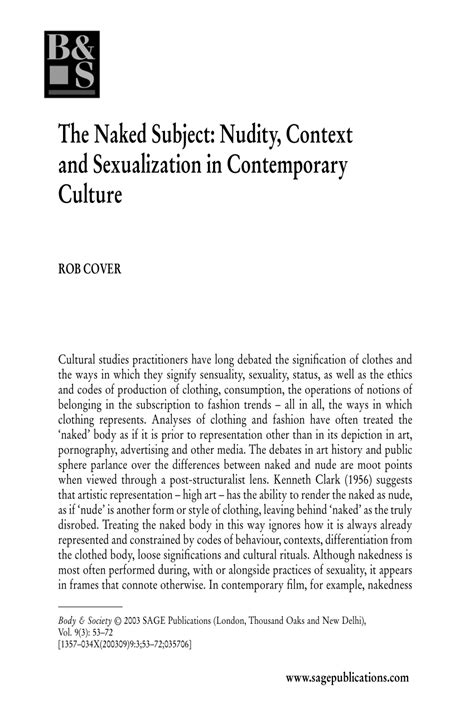 Pdf The Naked Subject Nudity Context And Sexualization In Contemporary Culture