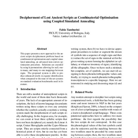 decipherment of lost ancient scripts as combinatorial optimisation