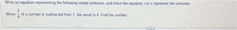 solved write an equation representing the following verbal