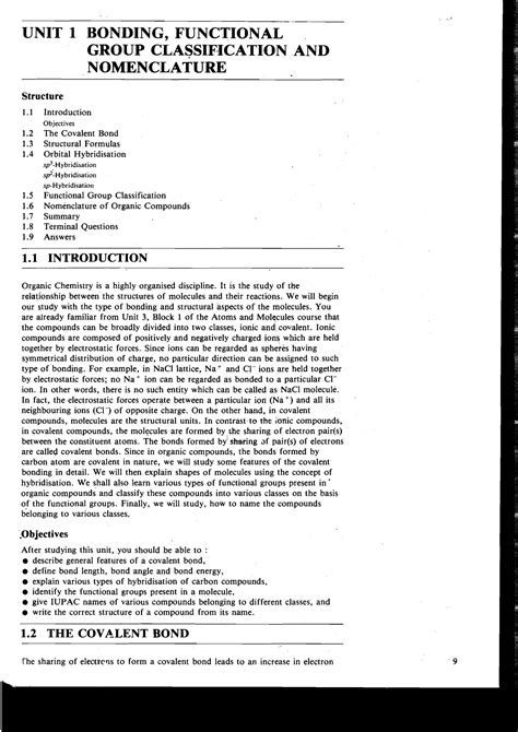 Solution Unit 1 Bonding Functional Group Classification Nomenclature