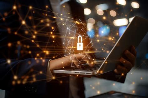 Premium Photo Cyber Security Network Data Protection Concept Businessman Using Laptop Computer