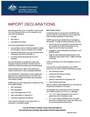Fillable Online IMPORT DECLARATIONS Fax Email Print PdfFiller