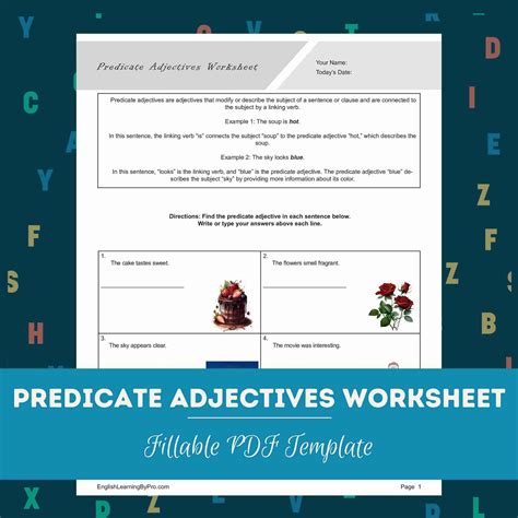 Predicate Adjectives Worksheet Editable Fillable Printable PDF EnglishLearningByPro
