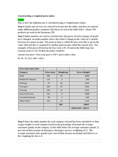 Constructing A Weighted Price Index Two Cases Pdf Index Economics