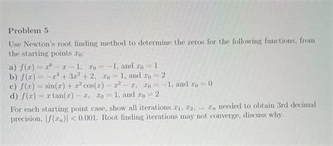 Solved Problem Use Newton S Root Finding Method To Chegg