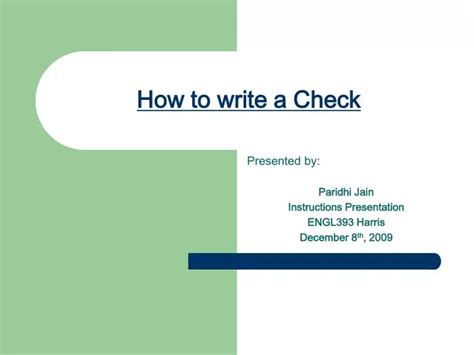 PPT How To Write A Check PowerPoint Presentation Free Download ID