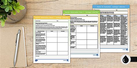 Garbage Collection Teacher Observation Sheets