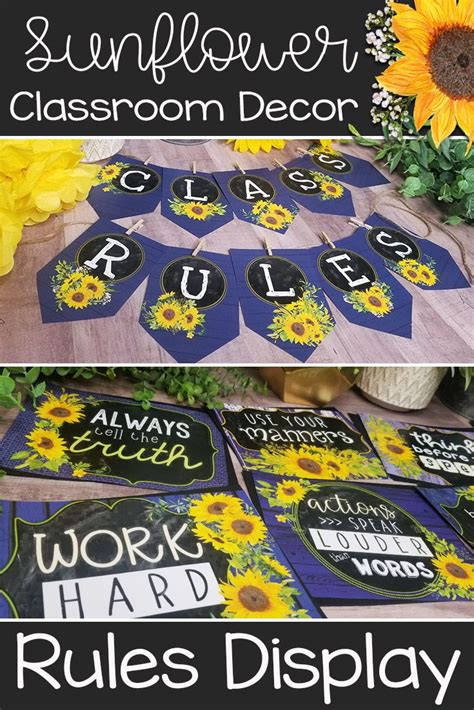 Class Rules Posters Editable Class Rules Sunflower Classroom Decor Farmhouse Classroom Rules
