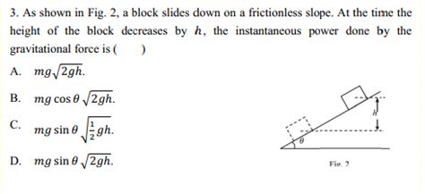 Solved 3 As Shown In Fig 2 A Block Slides Down On A Chegg Com